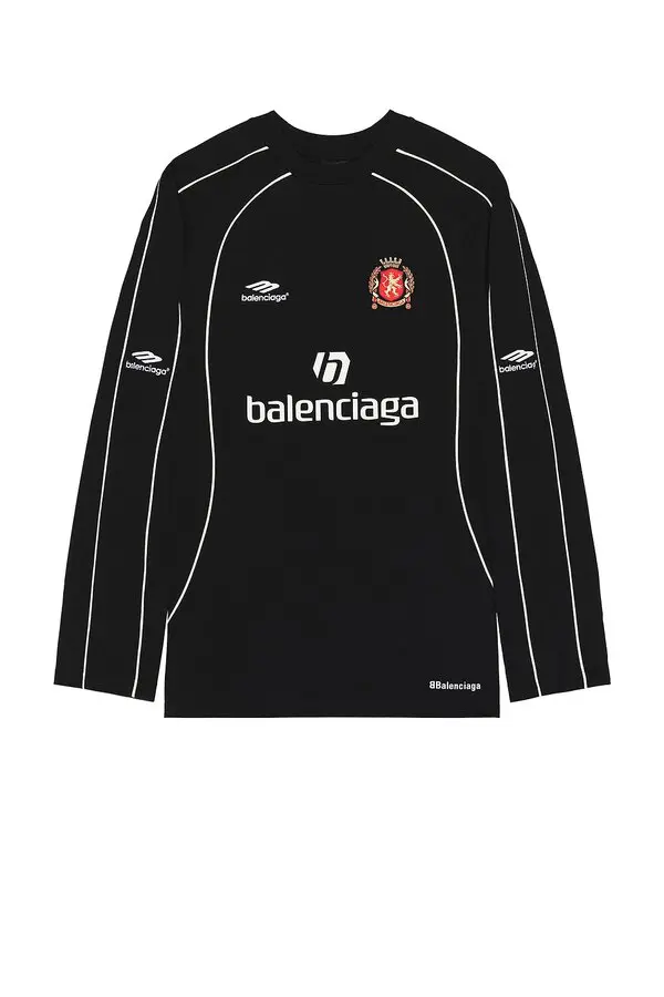 Balenciaga Oversized Soccer T Shirt In Black - Black & White